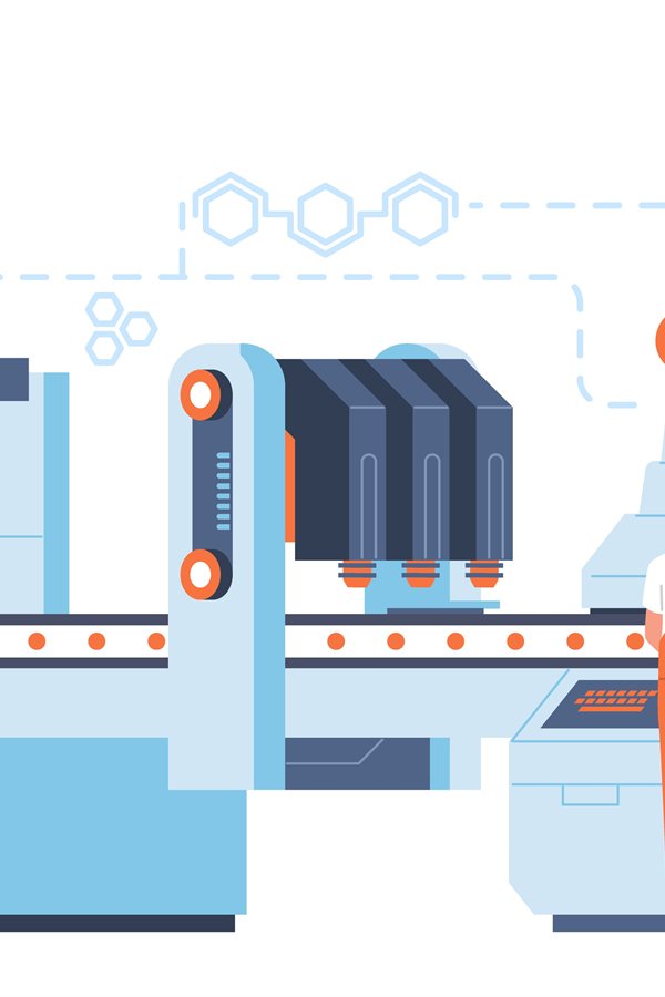 Factory production line people. Conveyor and assembly worker