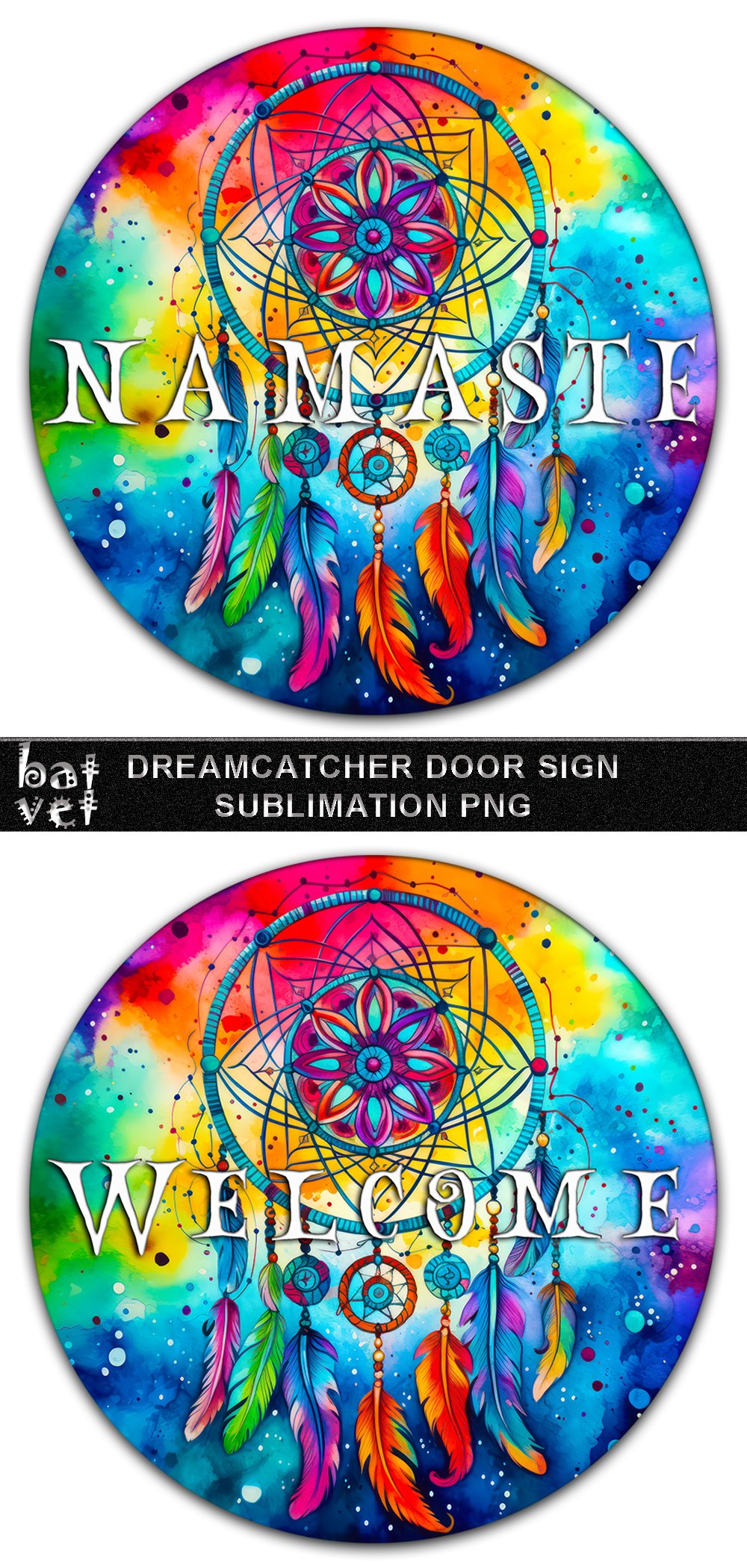 Dreamcatcher Door Sign Design | Namaste Door Hanger PNG