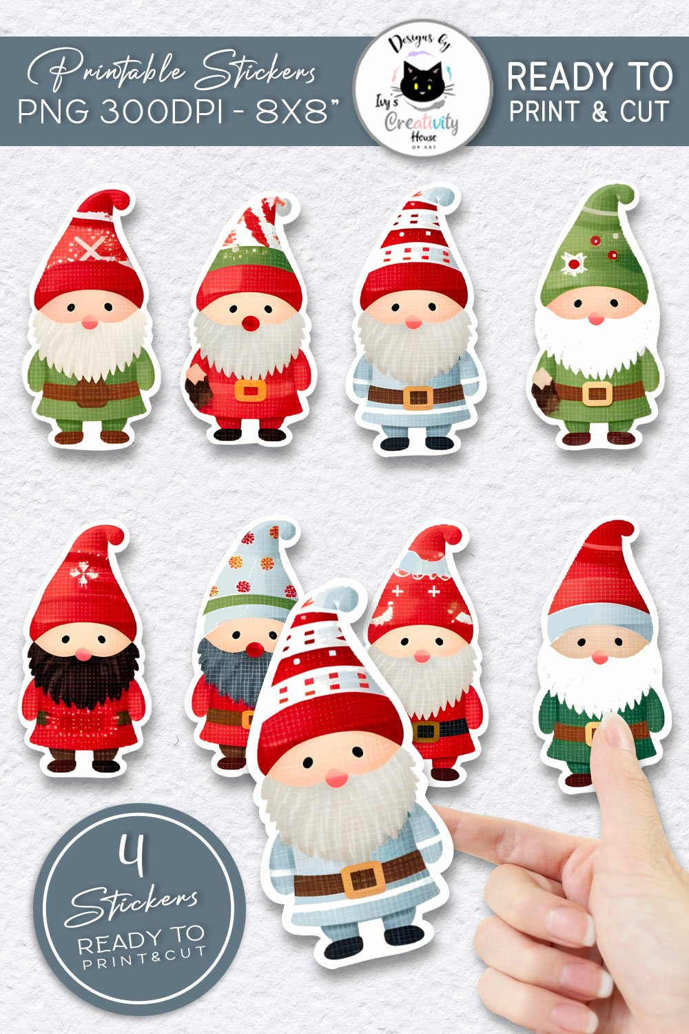 Christmas Gnome Sticker Pack | Cute Christmas Stickers