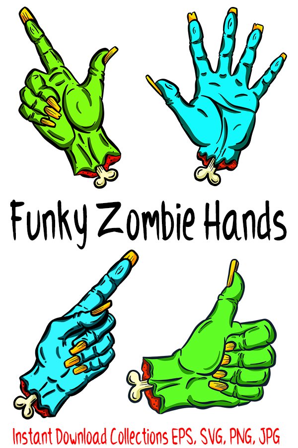 Pointing Zombie Undead Cartoon Hand Gesture Illustration