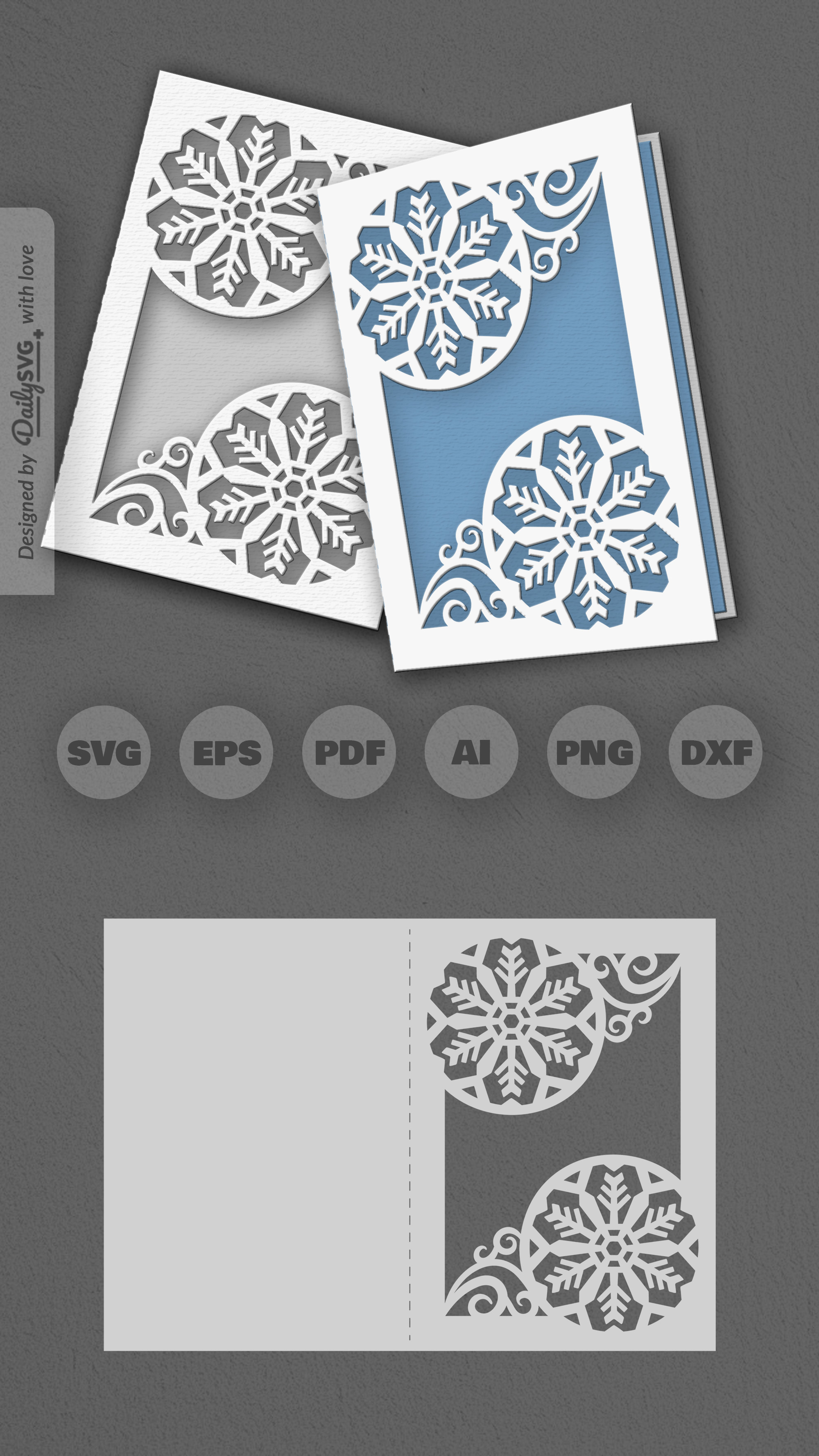Snowflake Greeting Card SVG (5925459)