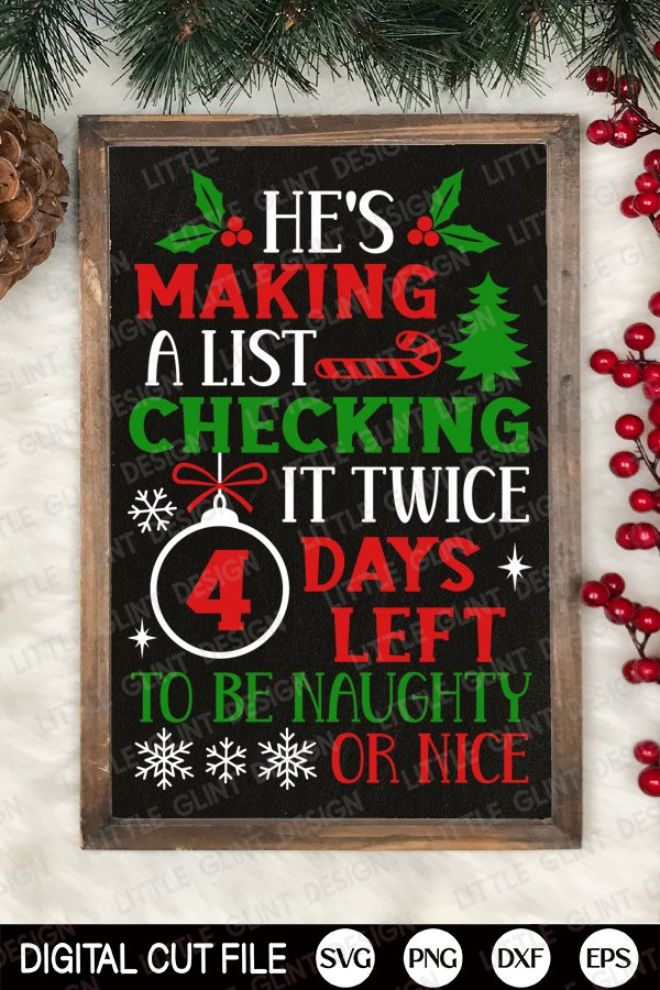 Christmas Countdown SVG, Christmas SVG Cut File, PNG, DXF
