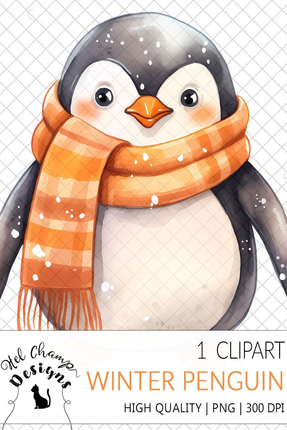 Winter penguin yellow scarf transparent clipart