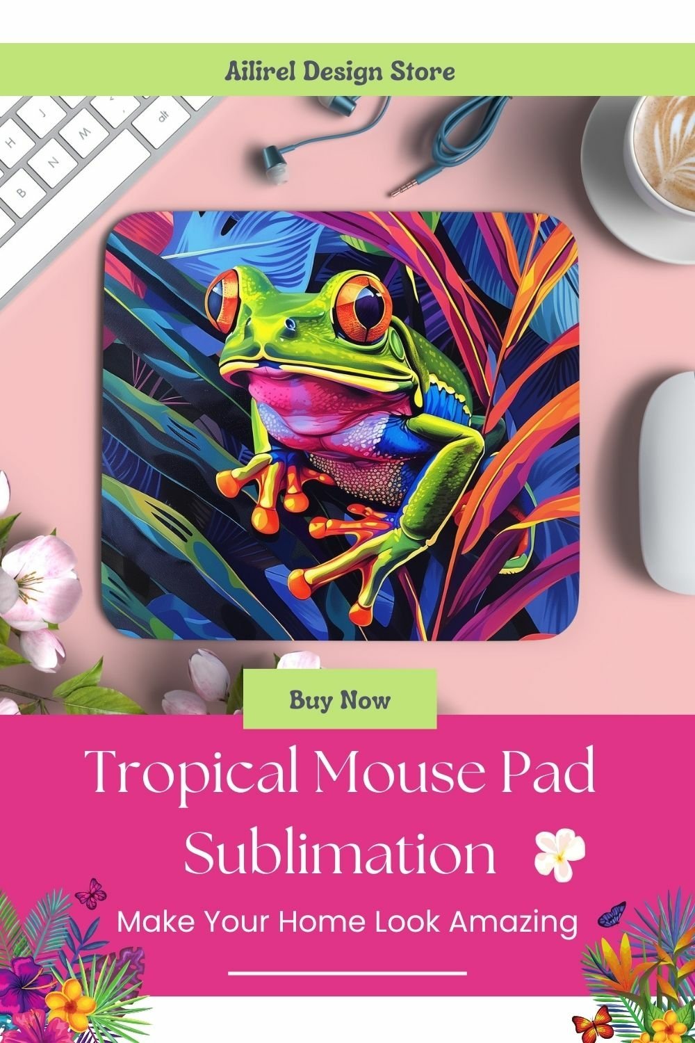 Frog Mouse Pad Sublimation Design