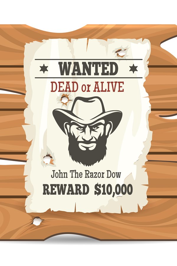 Wood sign board with wanted poster