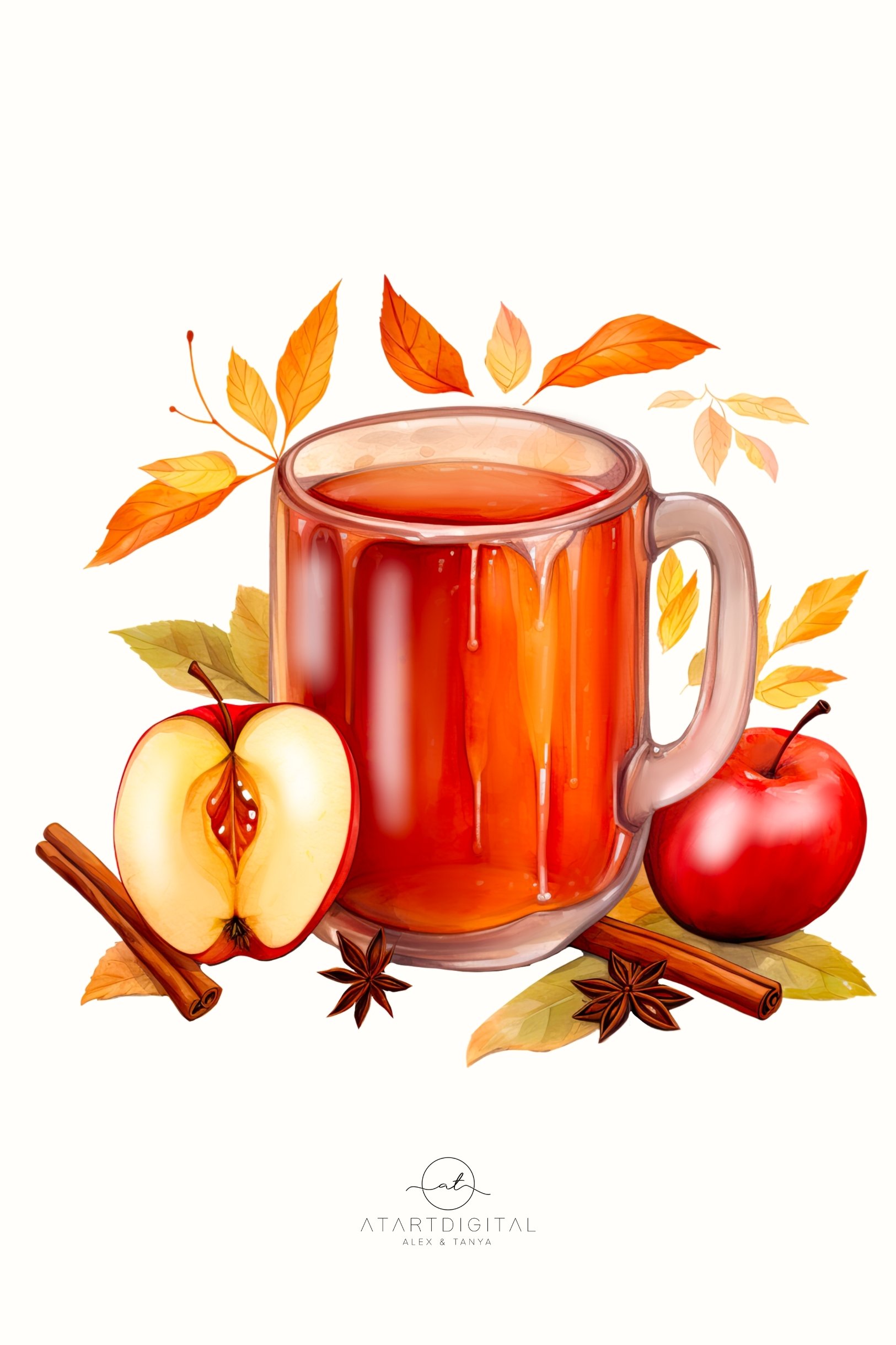 Autumn Apple Cider, Fall Sublimation PNG for Thanksgiving