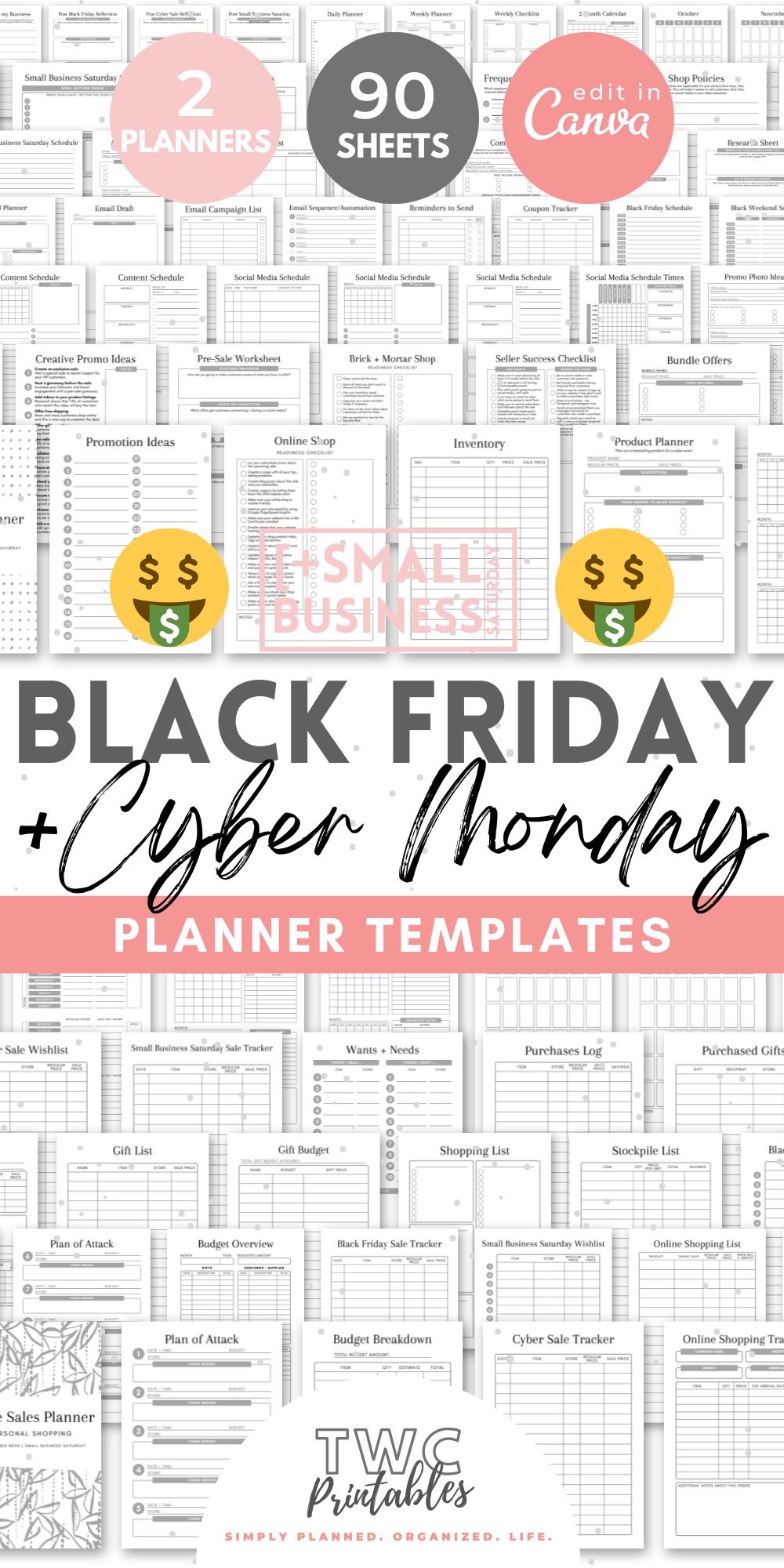 Black Friday planner canva templates