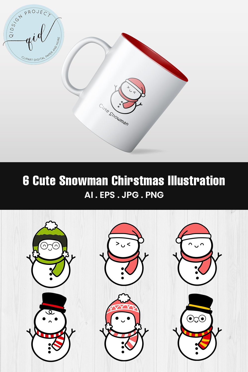 Cute Snowman Christmas Illustration