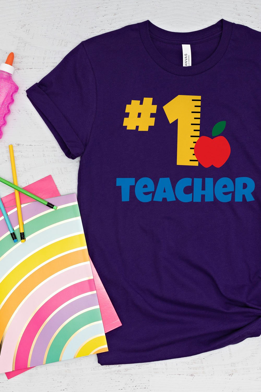Number 1 Teacher with Ruler SVG File