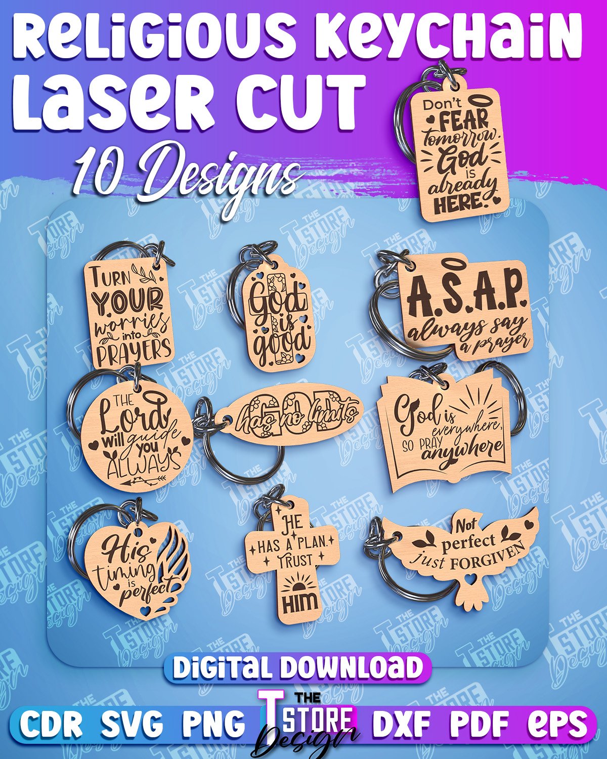 Religious Keychain Laser Cut|Christian Phrases SVG|Jesus SVG