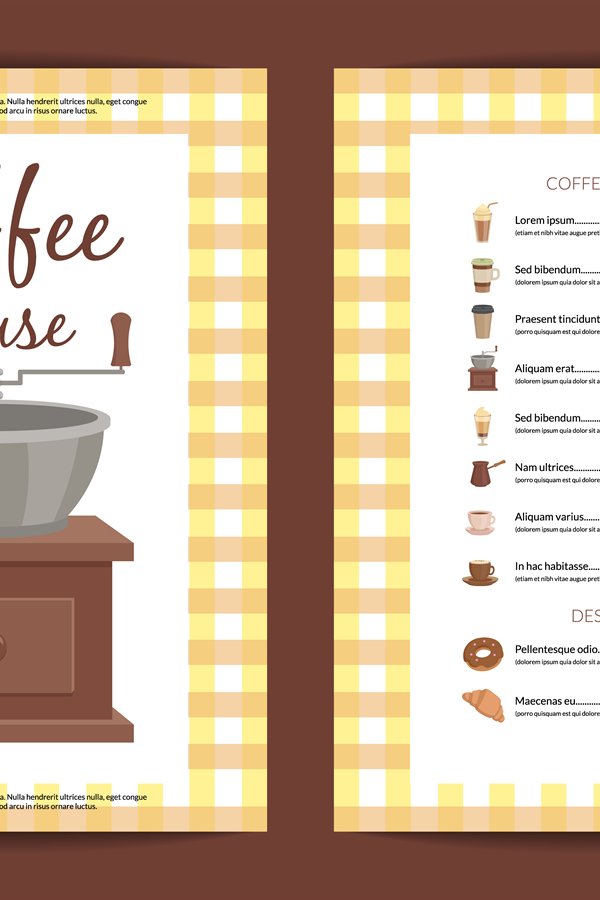 Vector cartoon coffee house menu template (872049)
