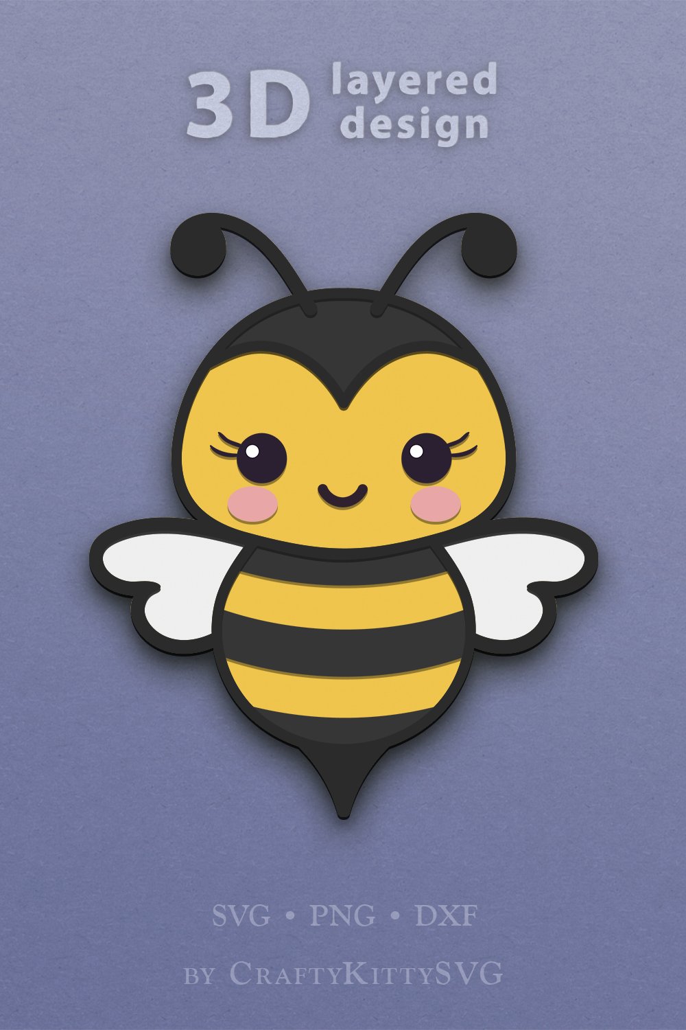 Cute Kawaii Honey Bee SVG, 3D layered papercut Honey Bee SVG
