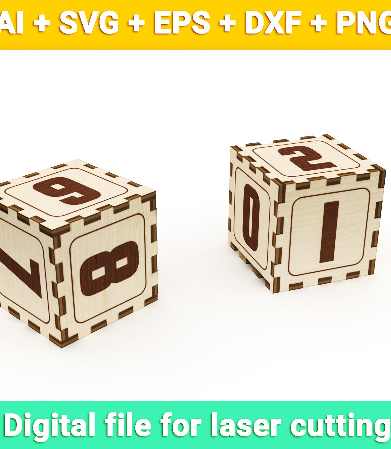 Cubes with numbers vector for CNC svg vector file