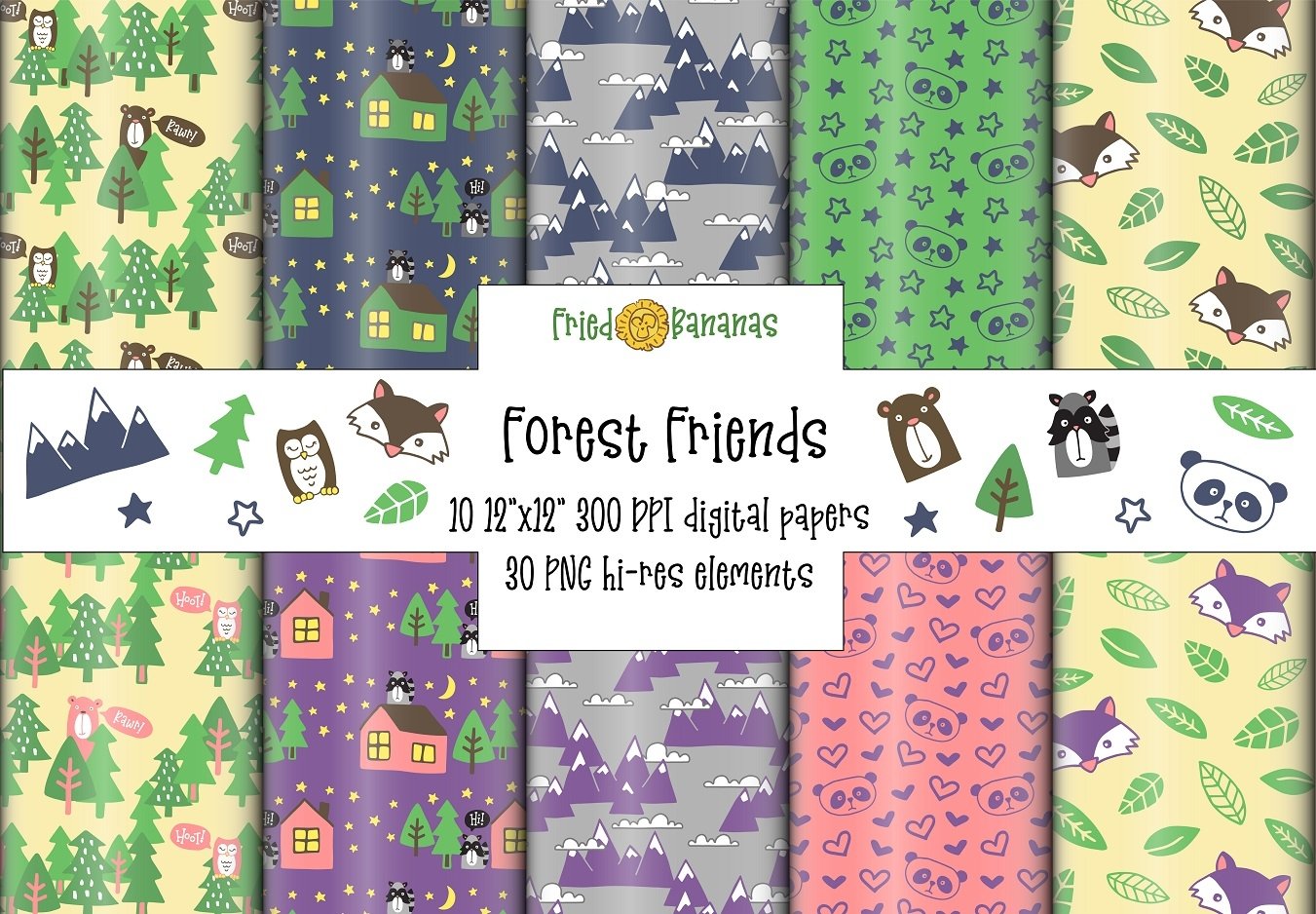 Cute Forest Animal Paper Pack instant download, (1201952)