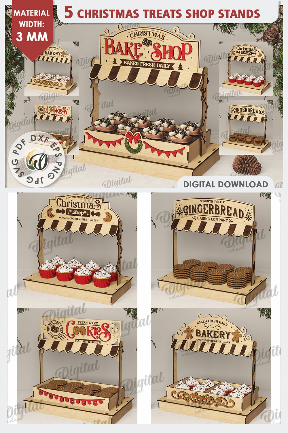 Christmas Treats Shop Stands Laser Cut Bundle. Treats Stands