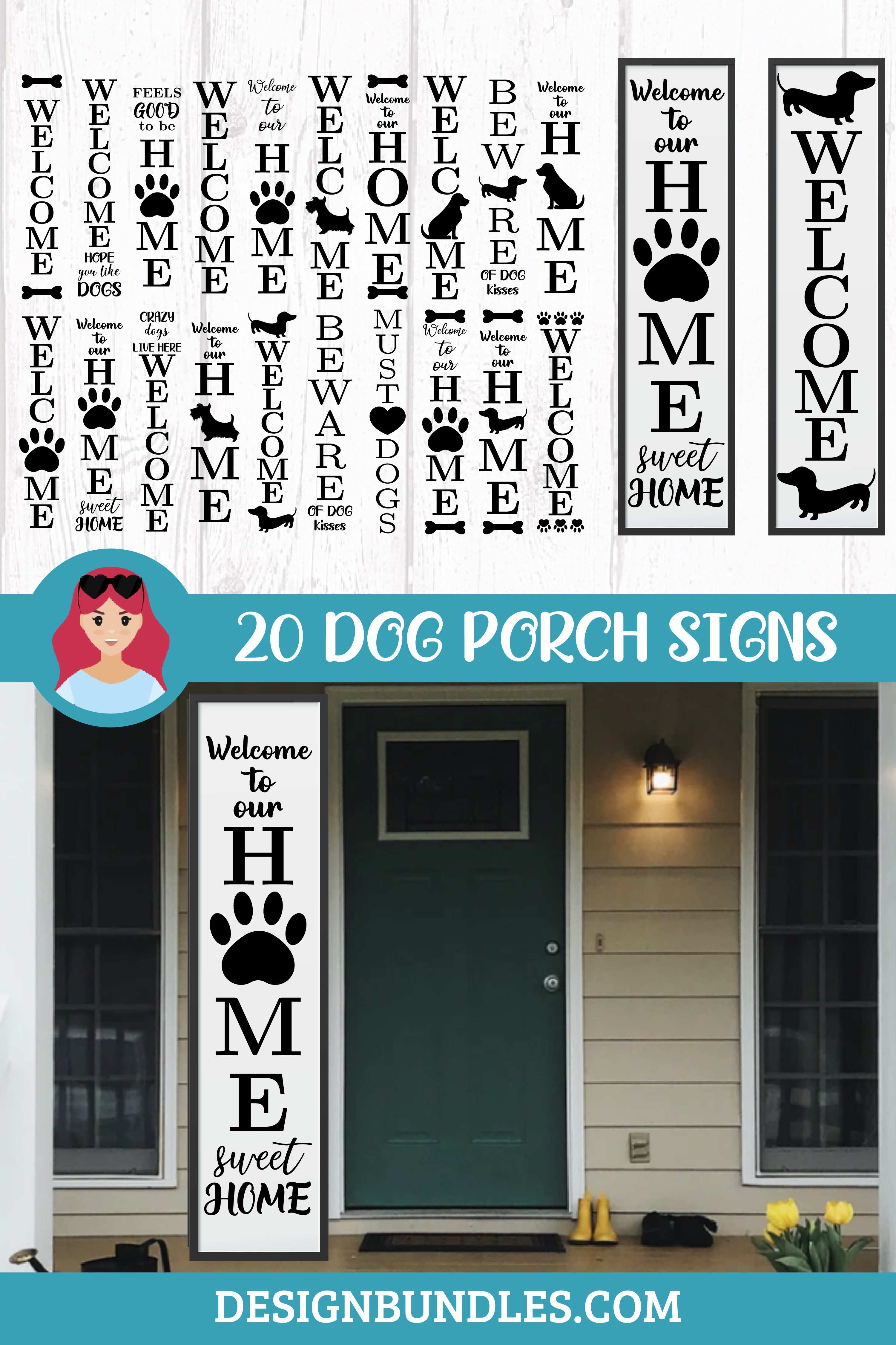 20 Porch signs, pets friendly, door vertical signs vol 2