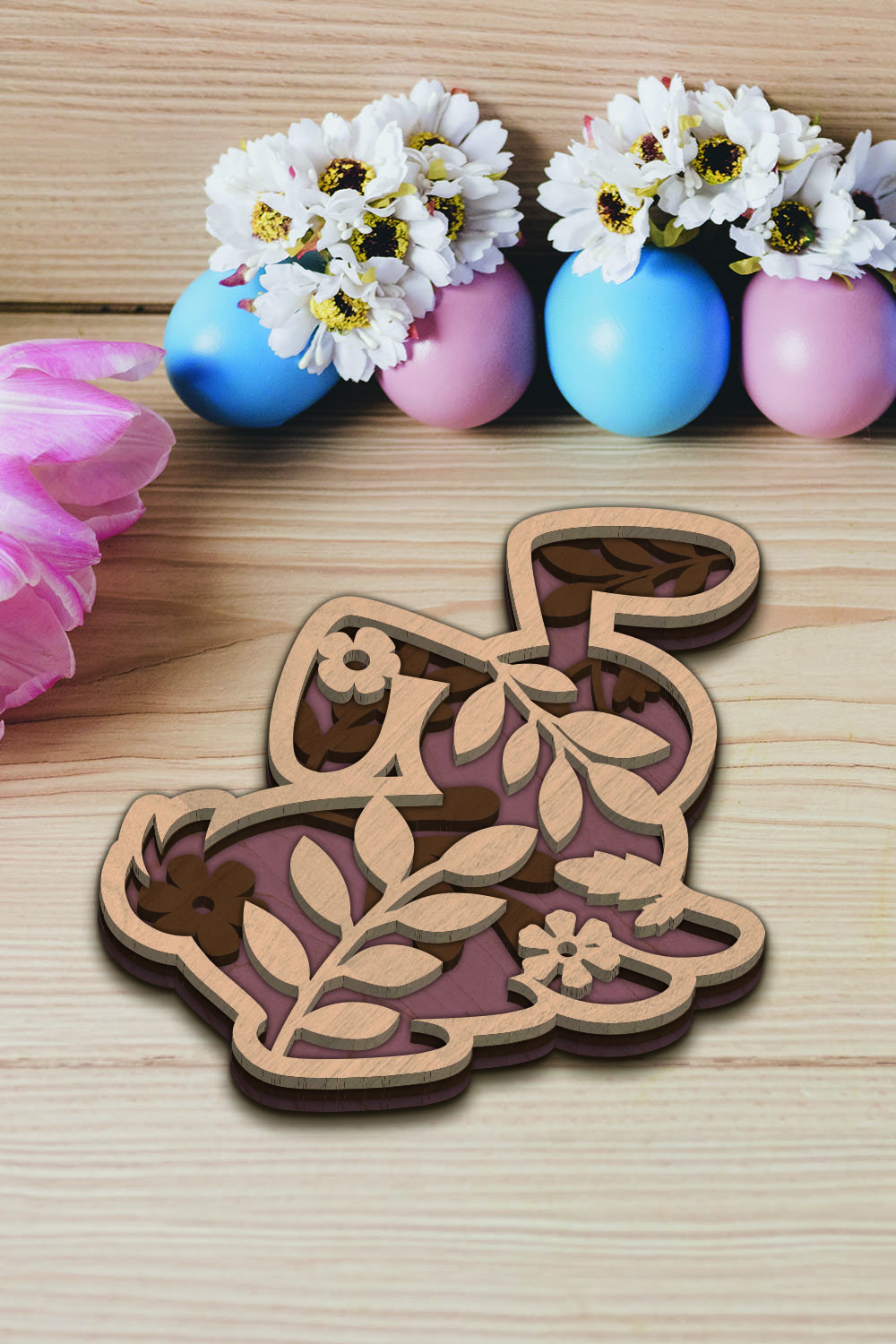 Easter Rabbit Home Decoration, Multilayer Cut File