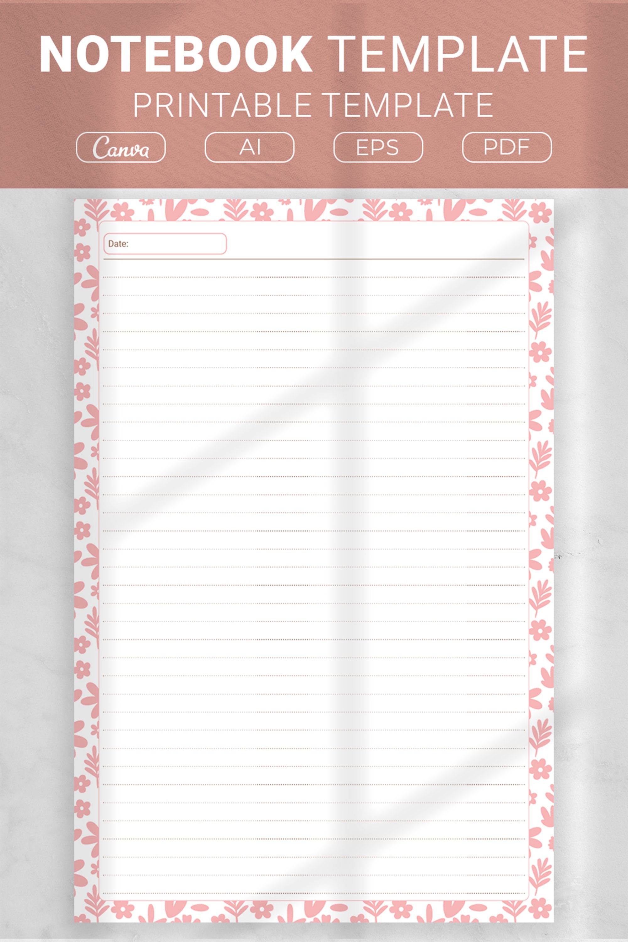 Notebook Lined-pages Printable Template