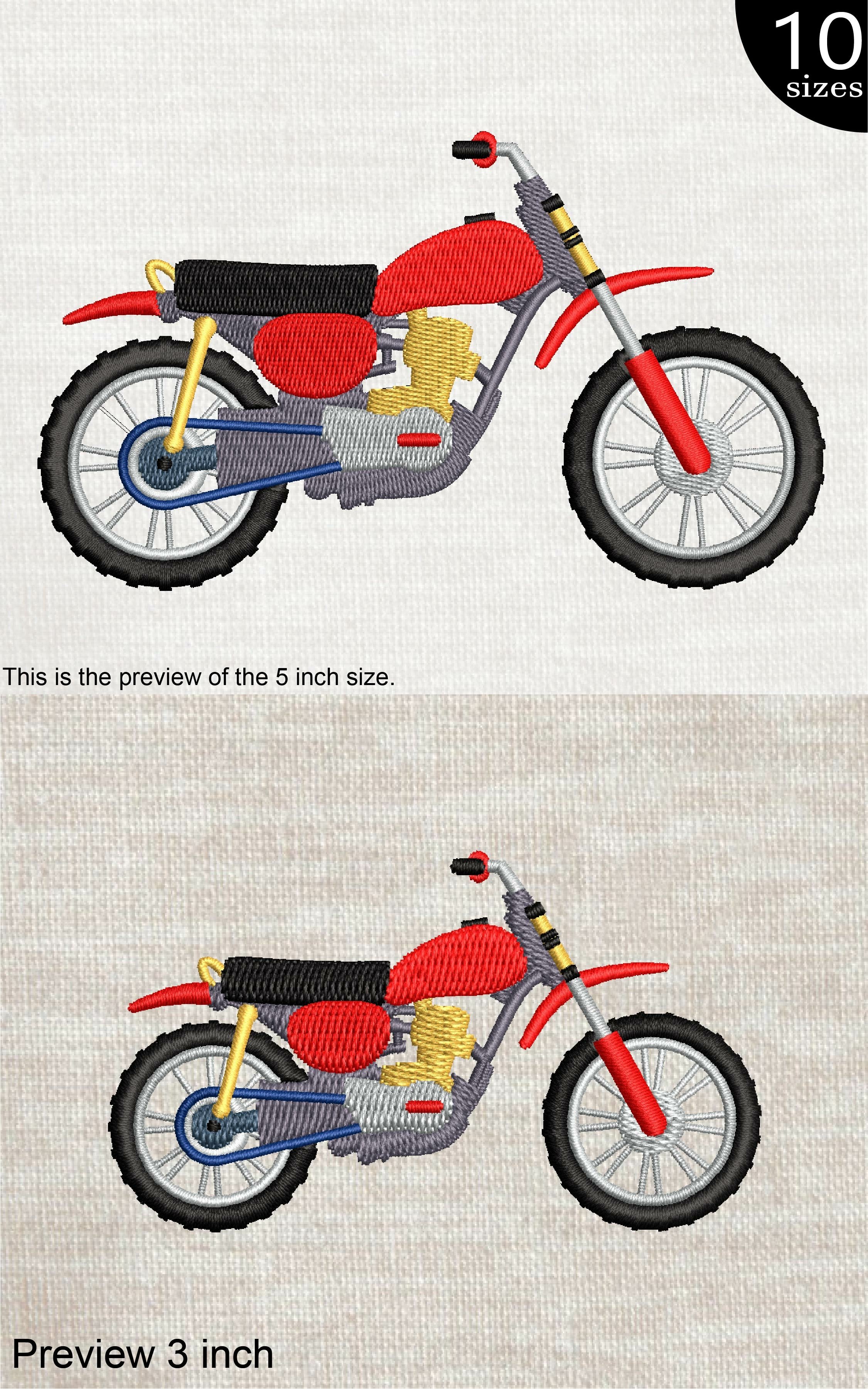 Retro Motocross Bike - Embroidery Files - 97e