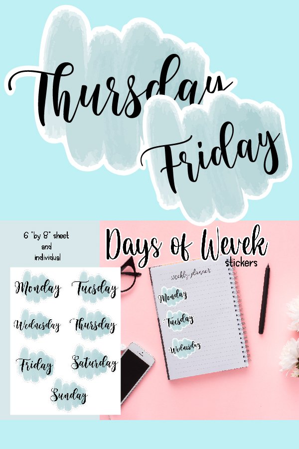 Watercolor week - Printable stickers