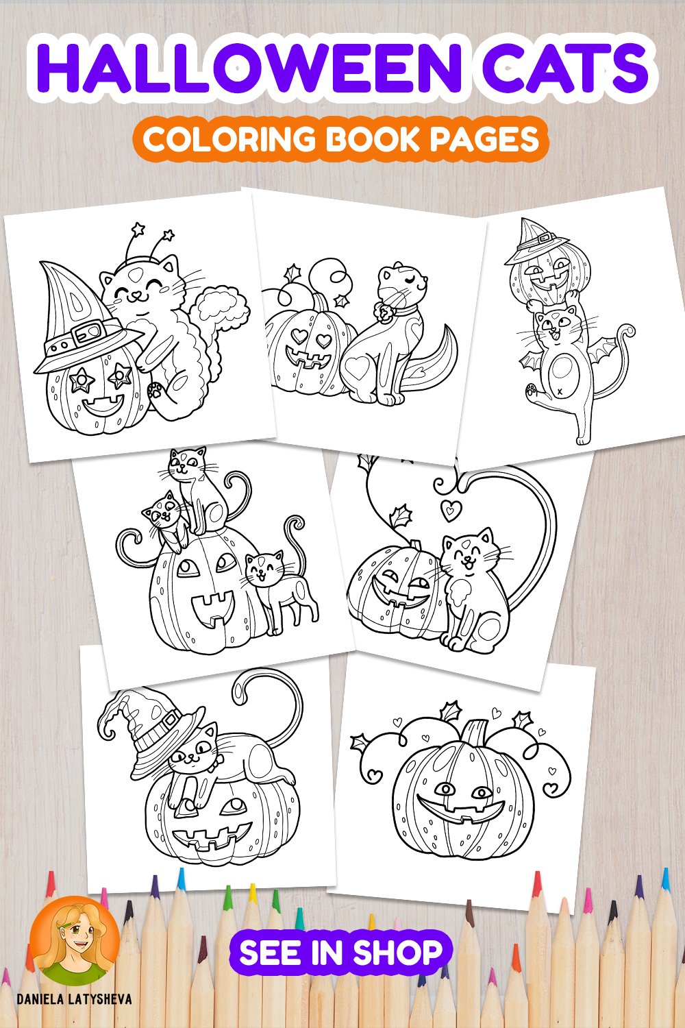 Cats Coloring book pages for kids Halloween printable