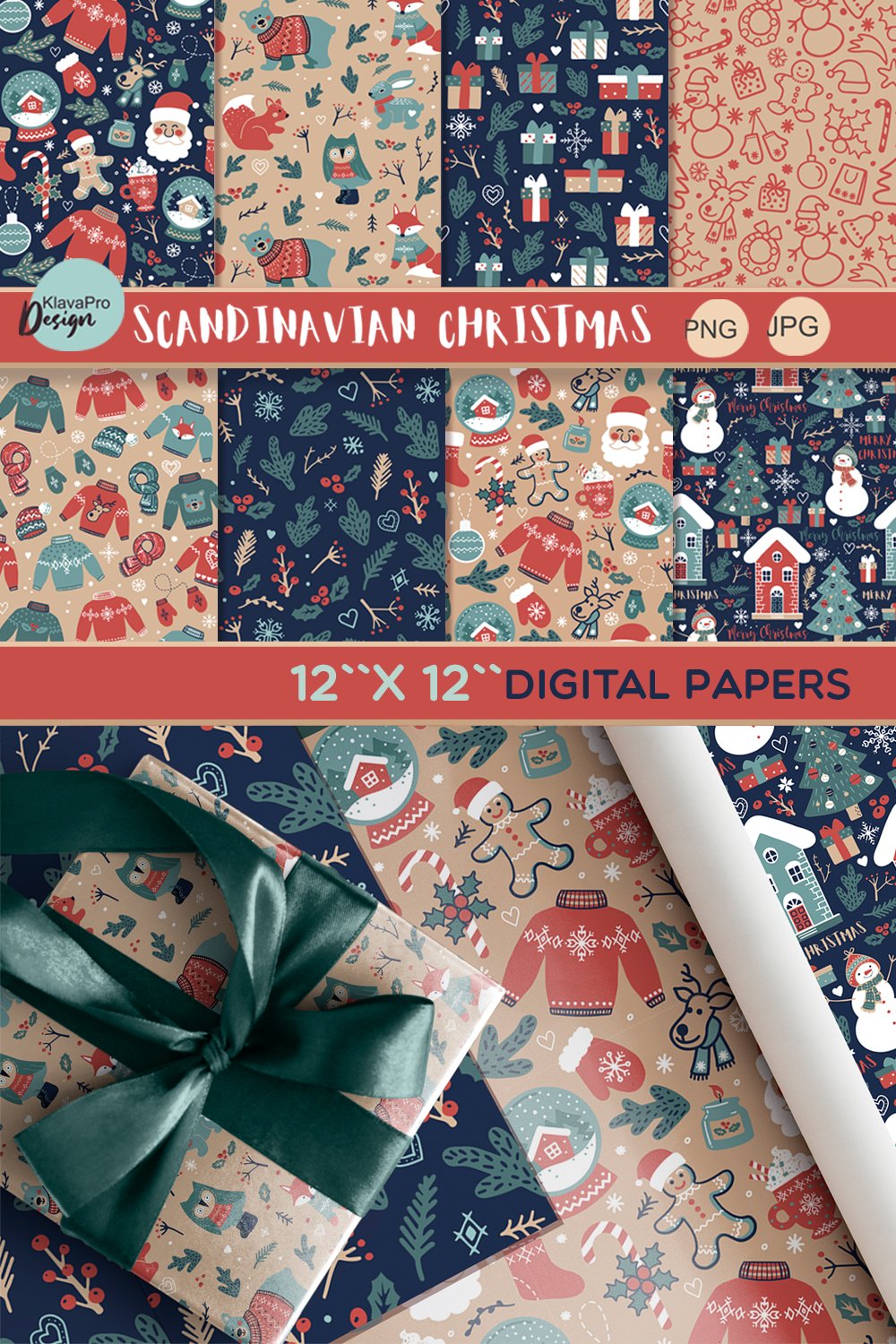 Scandinavian Christmas Digital Paper Pattern (2264367)