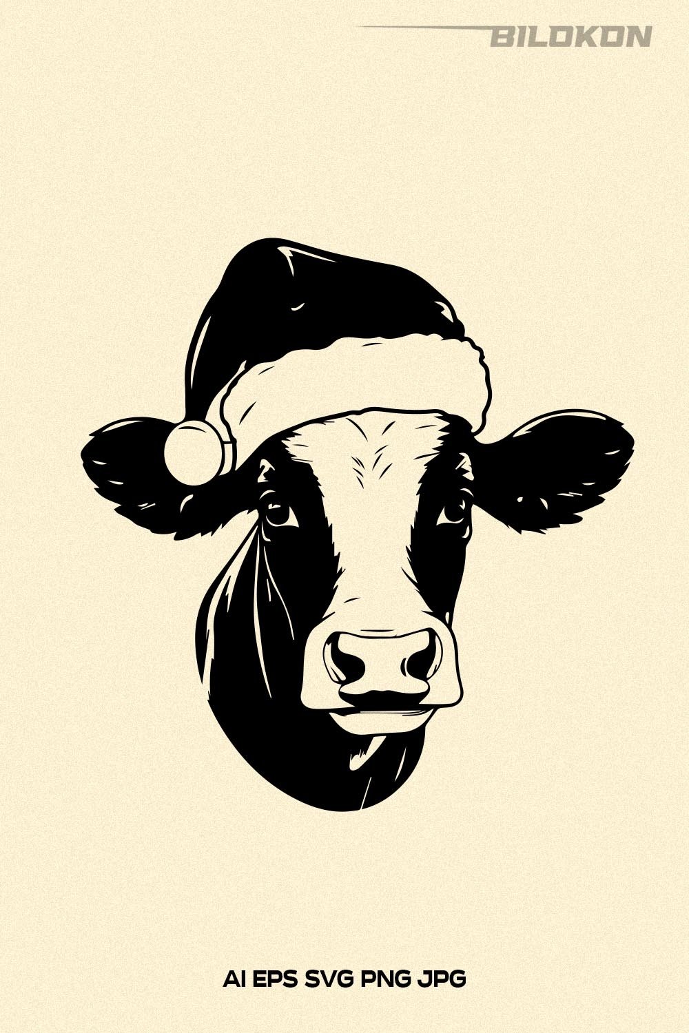 Cow in Santa hat, Christmas Cow SVG Vector