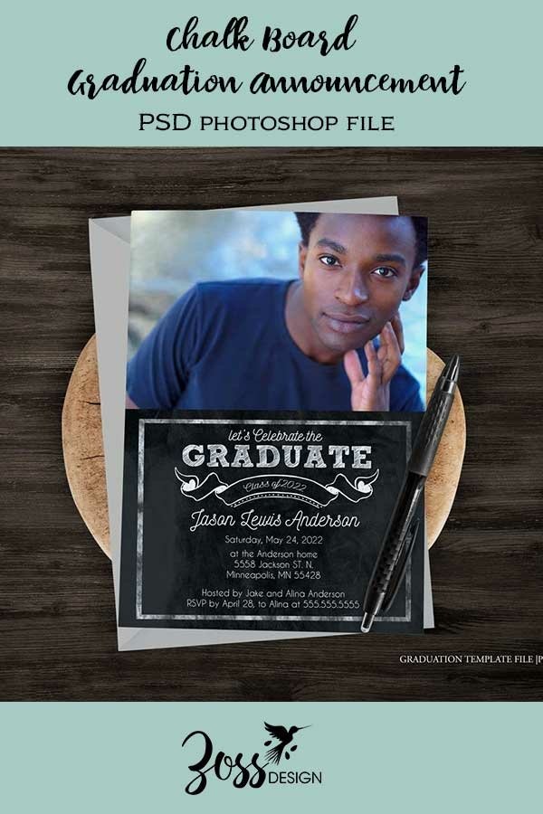 Chalk Board Graduation announcement Photoshop Template