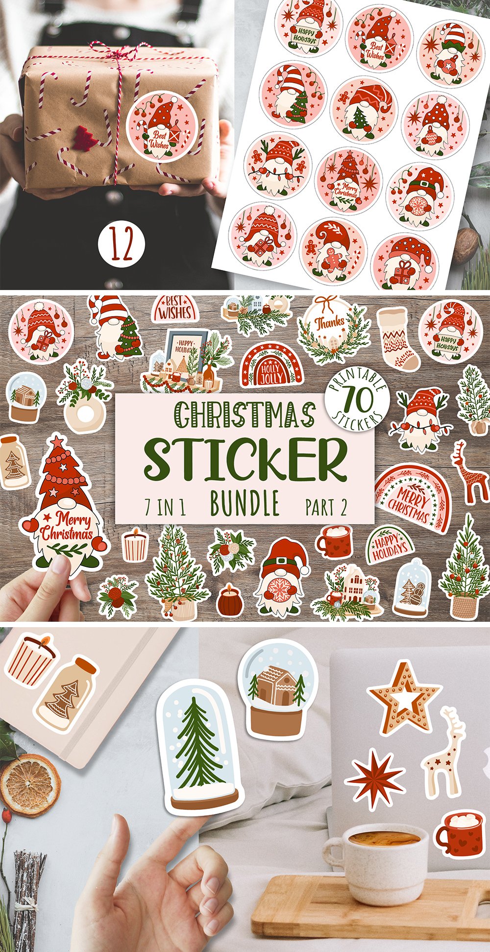 Christmas sticker bundle / Christmas gnome stickers