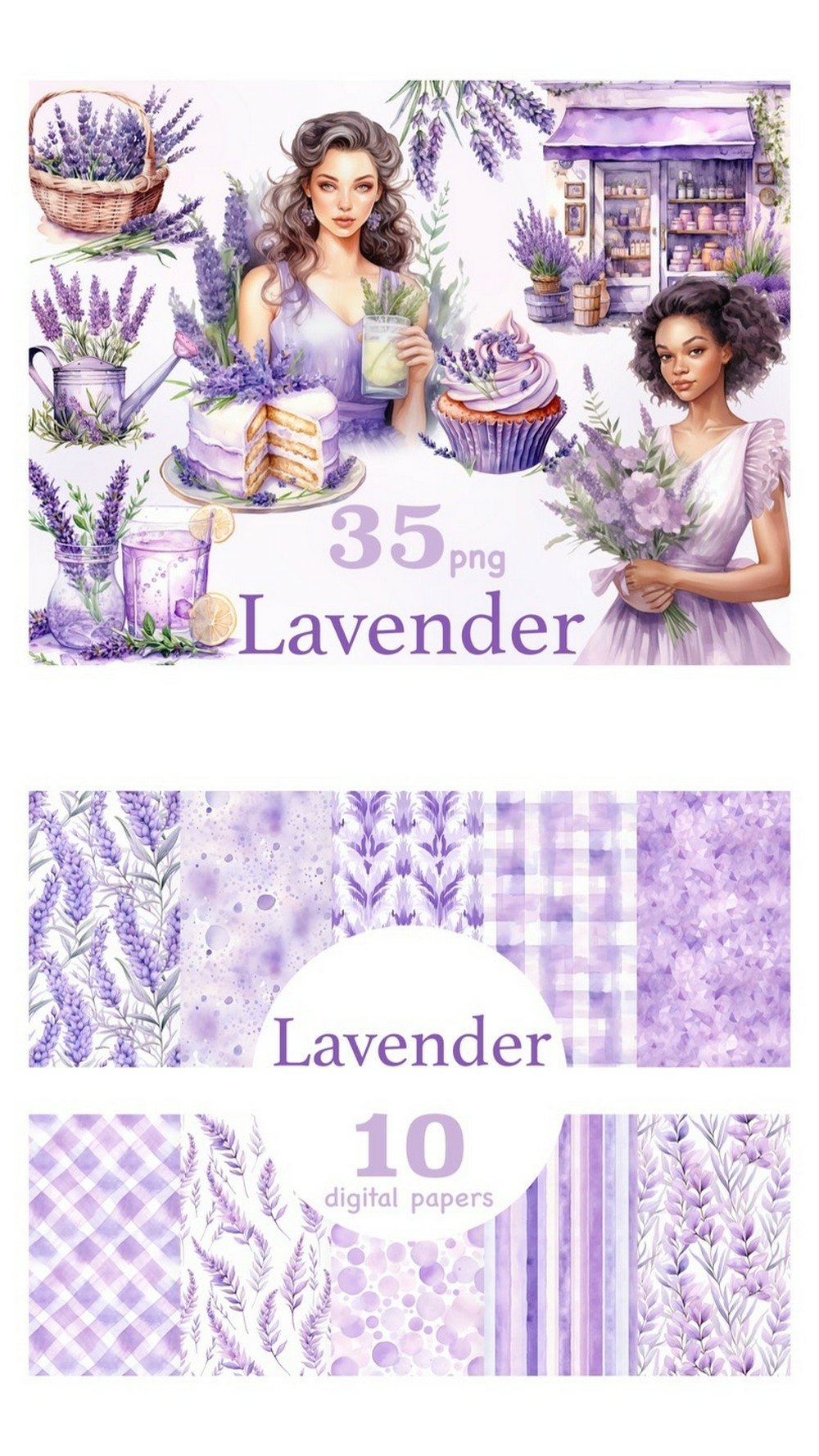 Lavender Digital Paper | Lilac Seamless Pattern