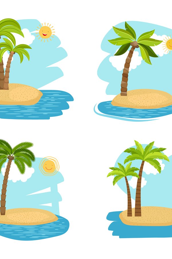 Holiday design coconut palm trees islands