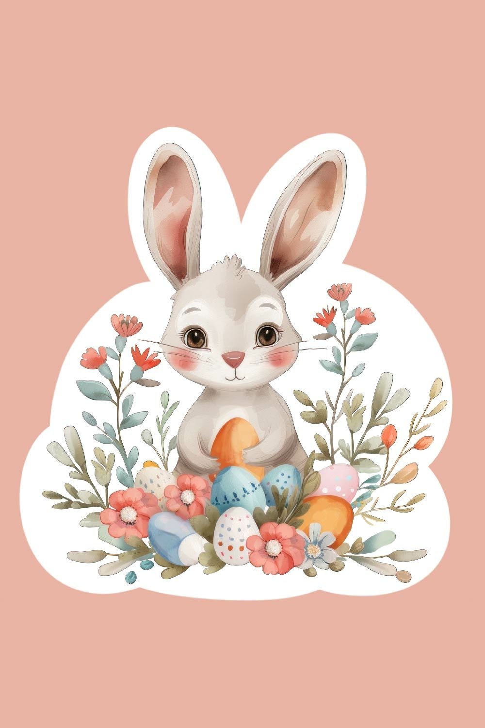 Cute Easter bunny sticker|Printable Sticker Sheet