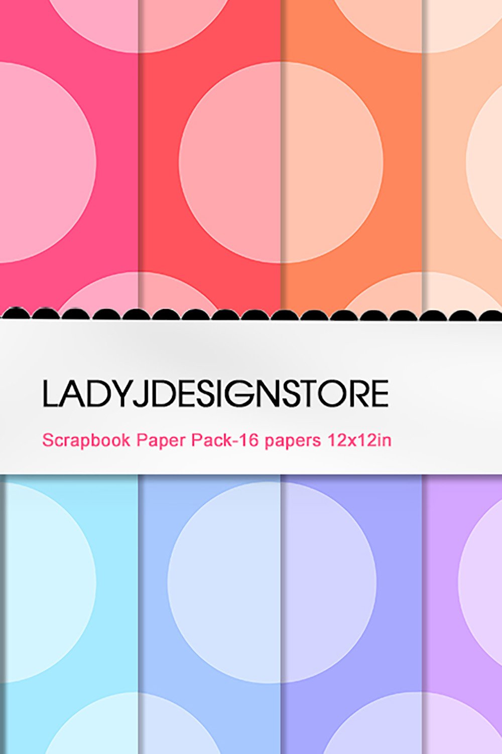 Digital Scrapbook Paper Pack - Rainbow Big Pastel Polka