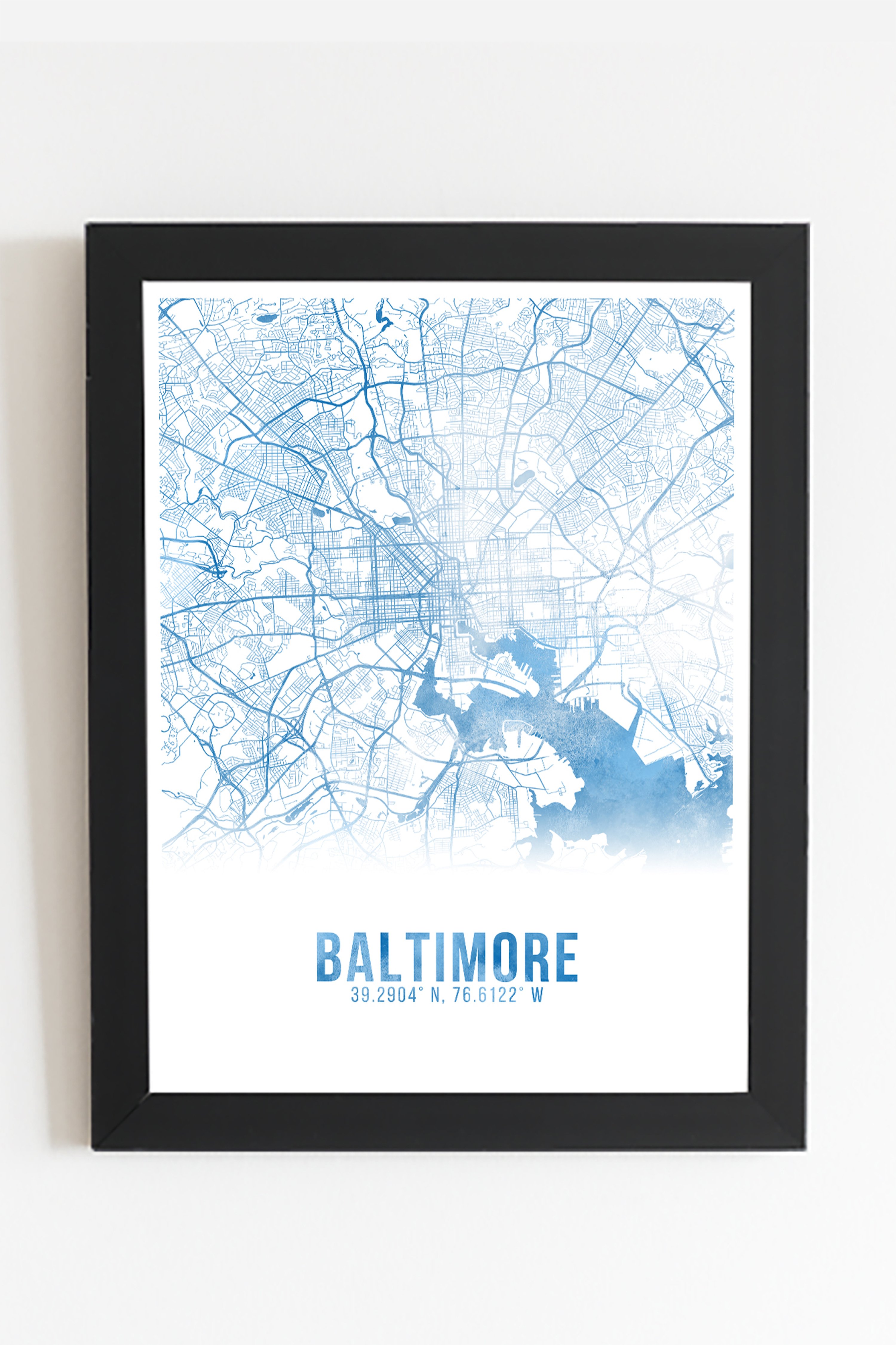 Baltimore Watercolor City Map Poster