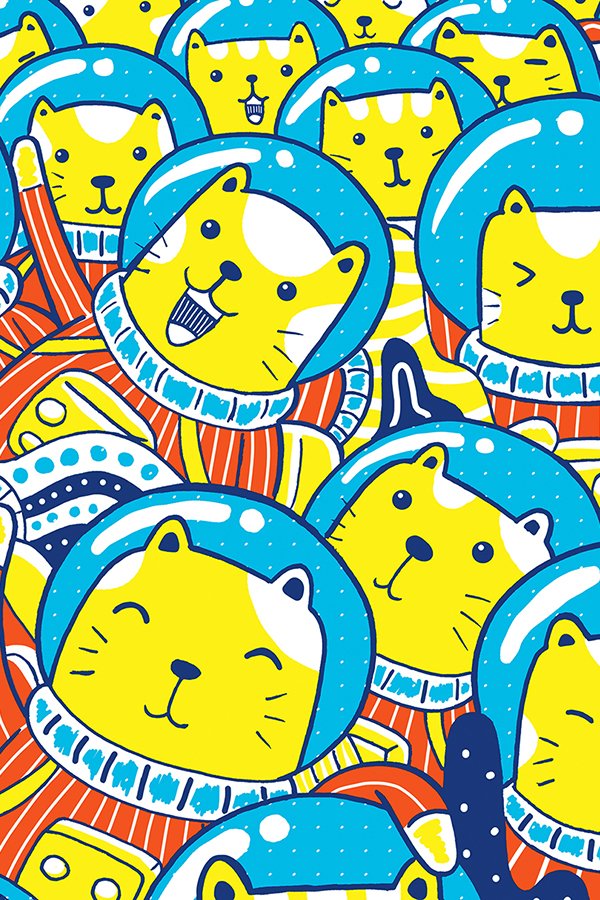 Catstronaut Pattern Illustration