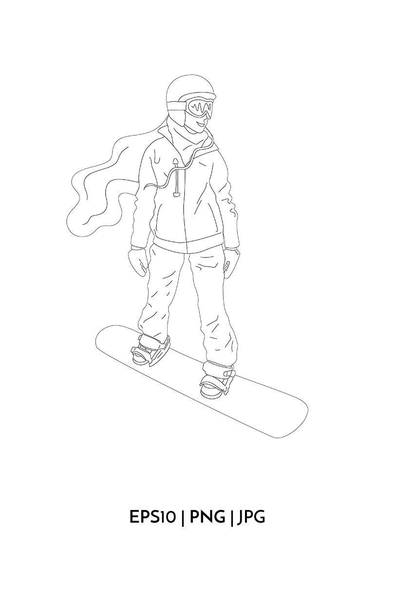 Girl Snowboarding Drawing