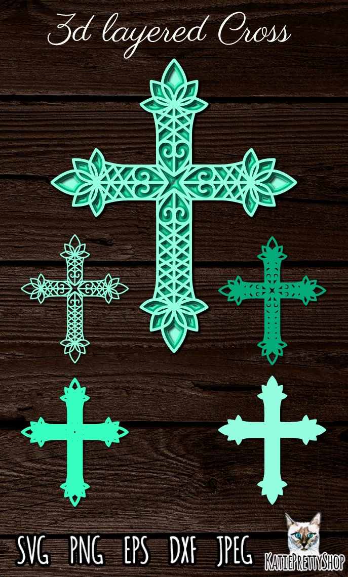 3d layered Cross svg, multilayered SVG, laser cut (1341074)
