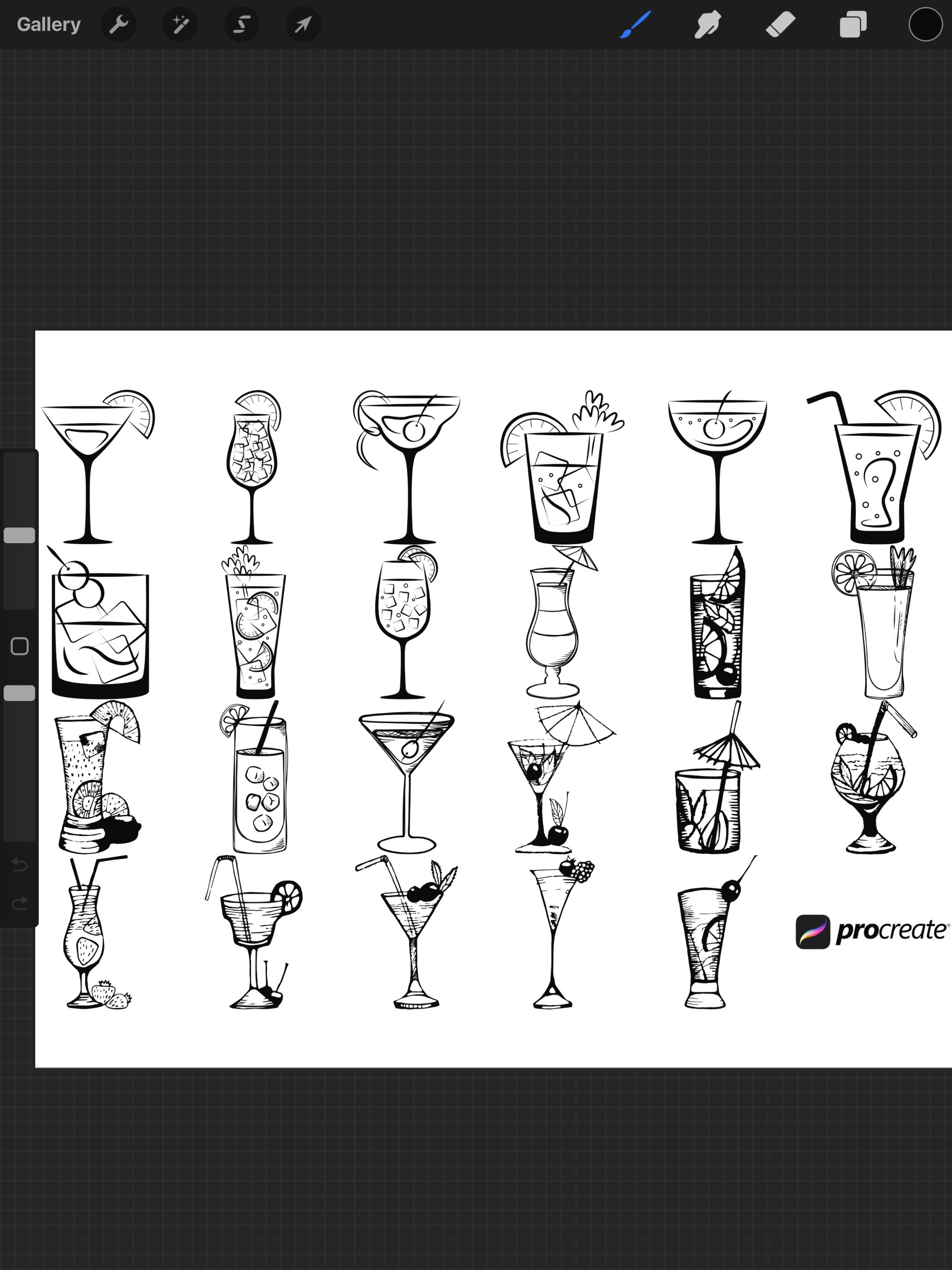 Cocktail Drinking Glasses Set 1 Procreate Brush Stamps, 23