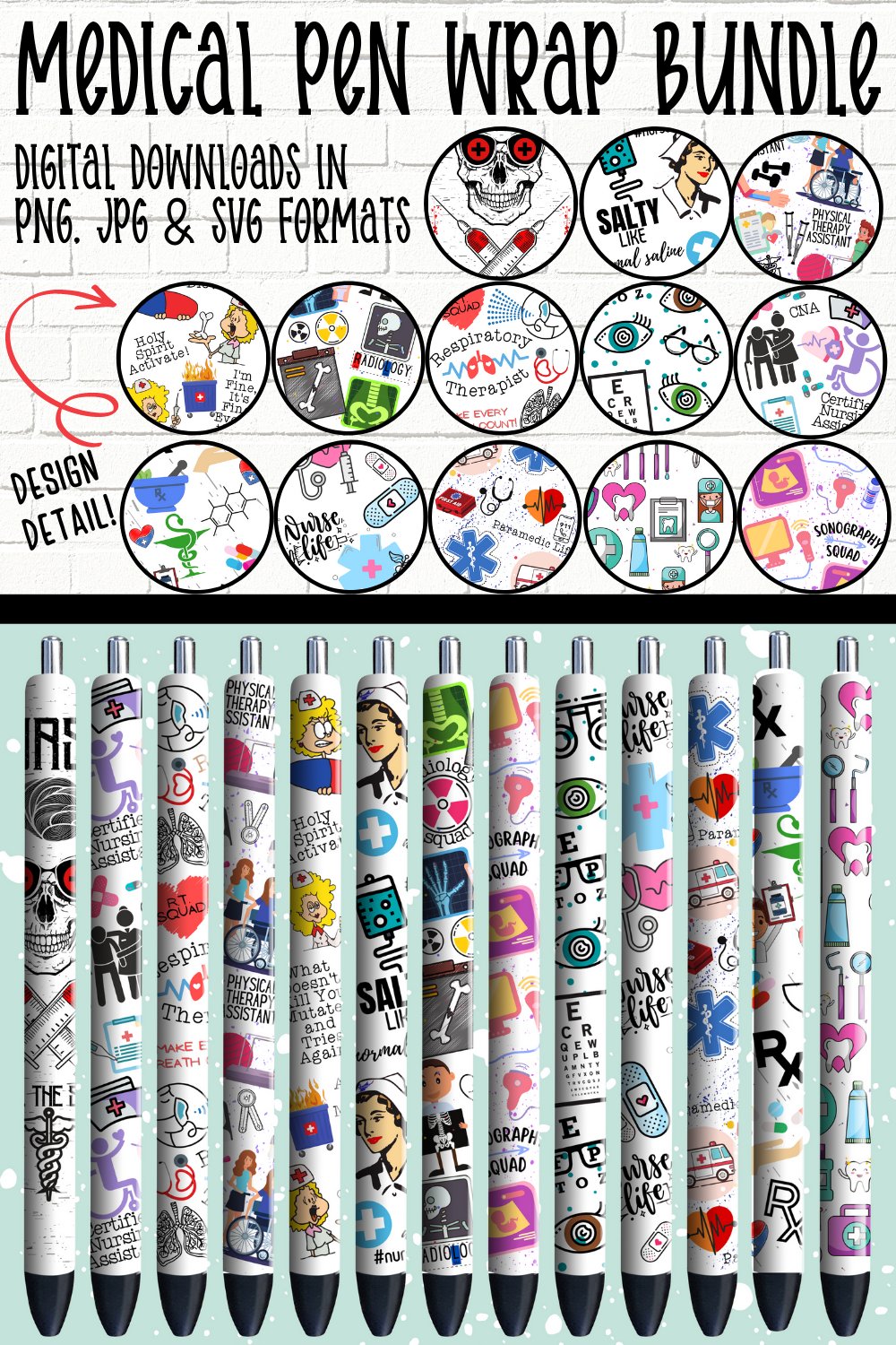 Medical Pen Wrap Bundle- PNG JPG SVG (1945392)