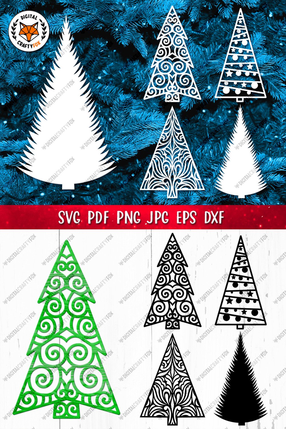 Christmas Tree Cut File SVG, Christmas Ornament Template