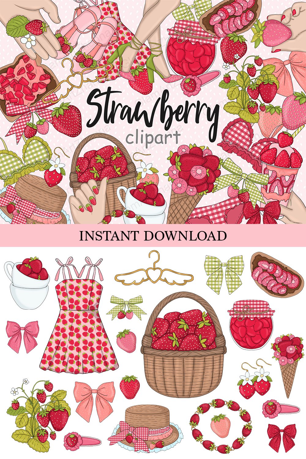 Strawberry Clipart | Fruit Illustrations Bundle