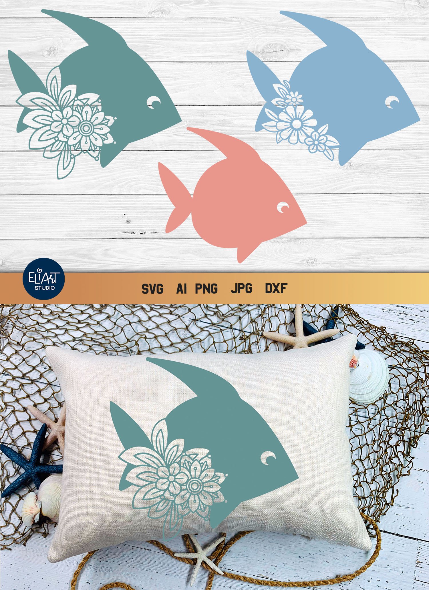Fish SVG | Floral Sea Creatures PNG Design
