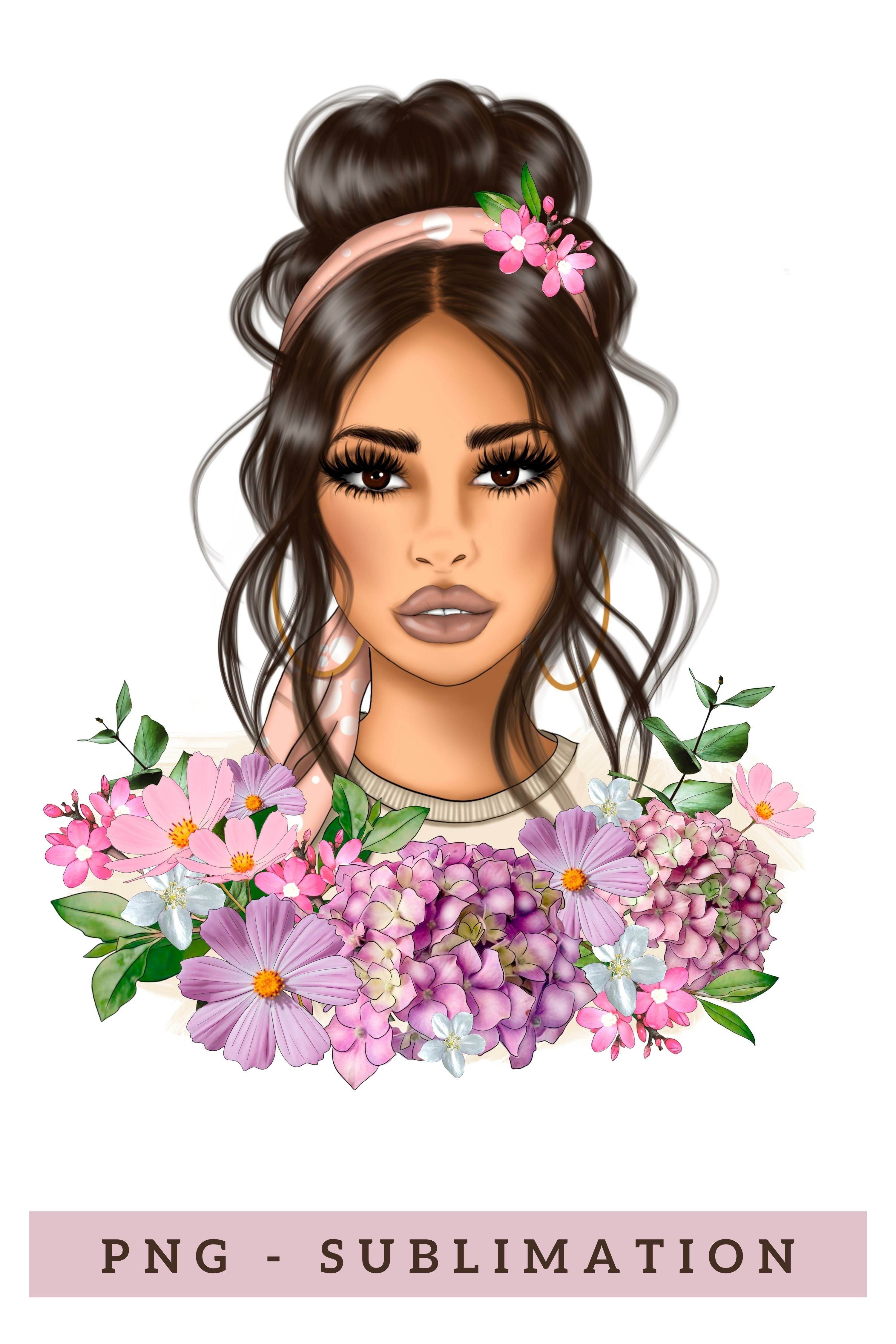 Sublimation Design Floral Girl PNG File