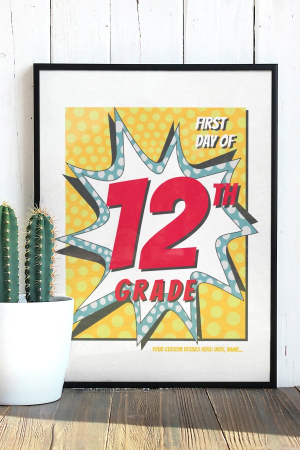 12th Grade School Poster Printable Editable PDF DIY Sign