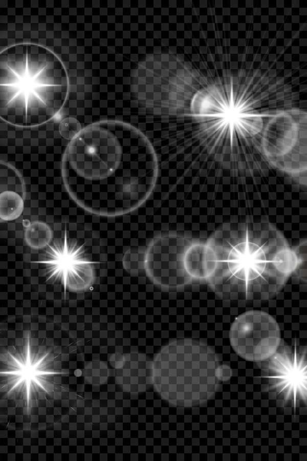 Lens flare sunlight vector effects set