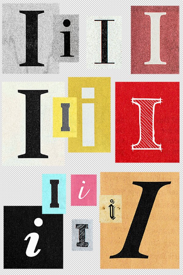 Paper cut letter I Cutouts Ransom Note scrapbook crafting