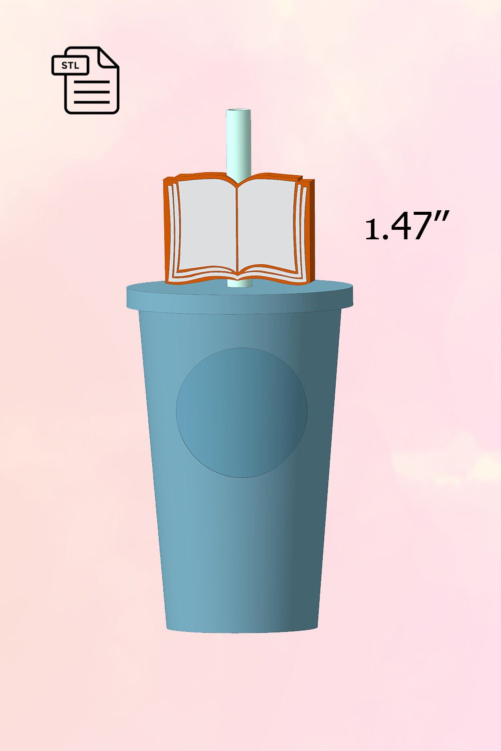 Open Storybook Straw Topper, STL File for 3d printing