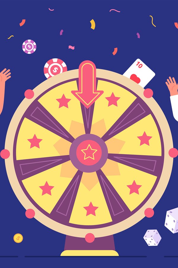 Fortune game winner. Wheels rotation, lucky people spinning