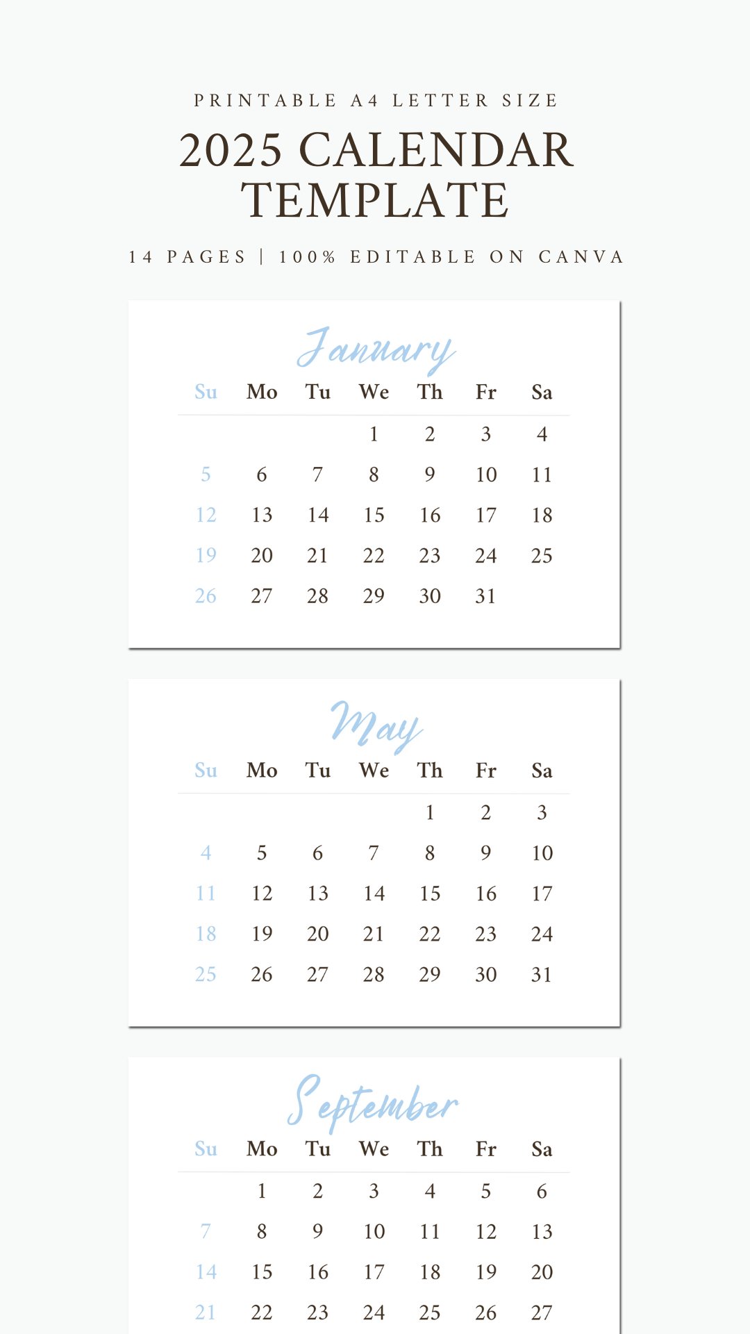 2025 CALENDAR CANVA TEMPLATE (4802990)