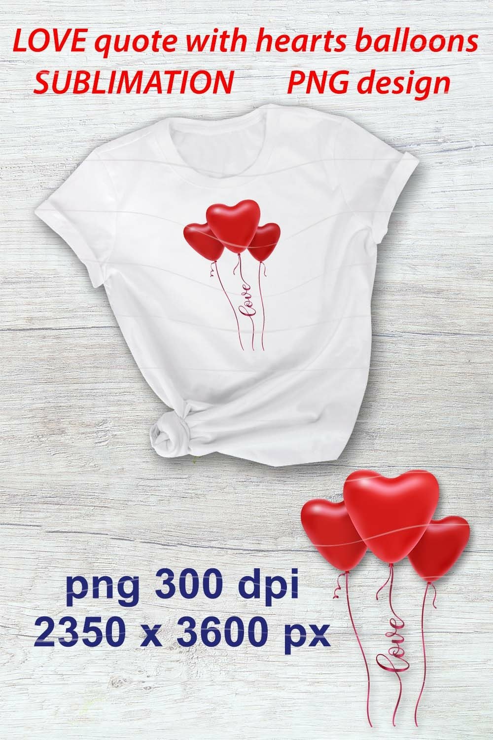 Valentine sublimation design Love red Heart balloons png